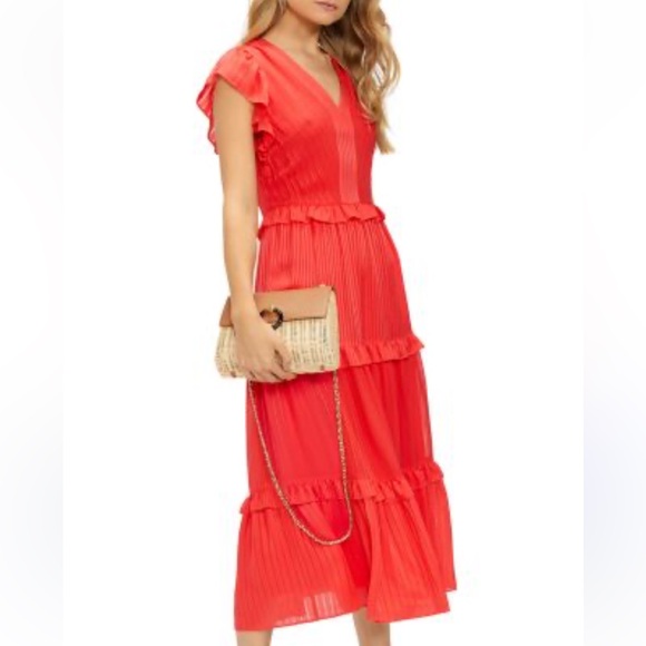 Ted Baker | Dresses | Ted Baker Tiliana Tiered Ruffle Midi Dress Red ...